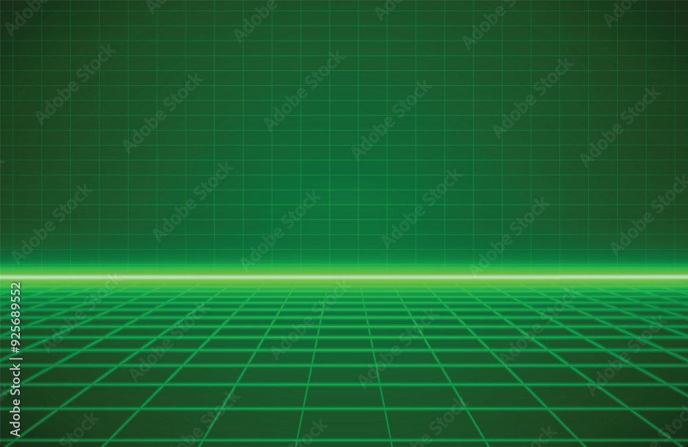 Retro Sci-Fi Background Grid landscape. Digital Futuristic cyber ...