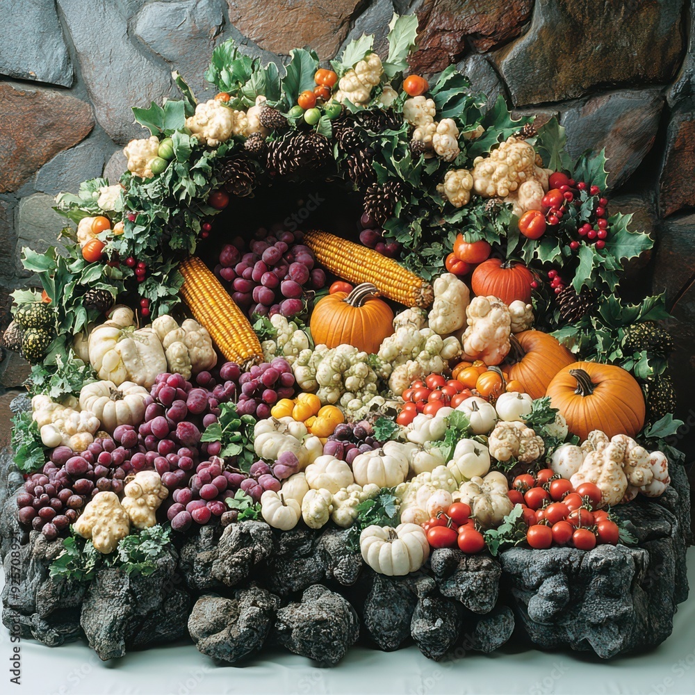 Illustration Stock Stunning Cornucopia Arrangement Displaying a Vibrant ...