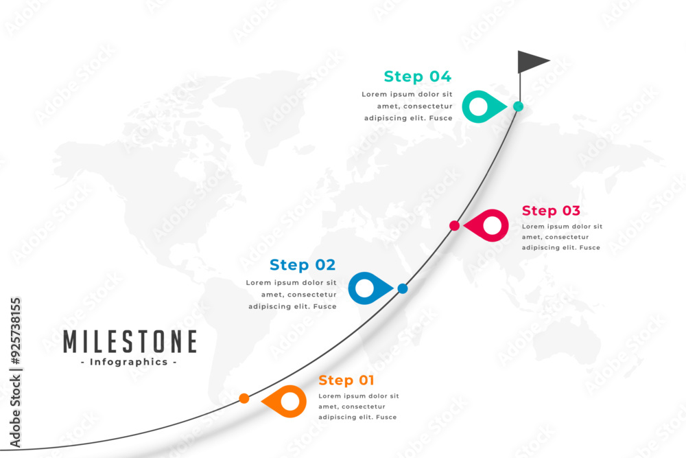 infographic milestone route map template with colorful location pointer Stock Vector | Adobe Stock