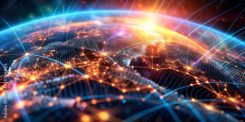 high-tech background featuring dynamic geospatial data visualizations ...