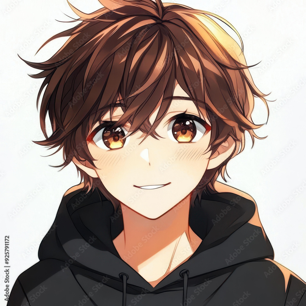 Discover the charm of a hot anime guy with stunning brown eyes, perfect ...