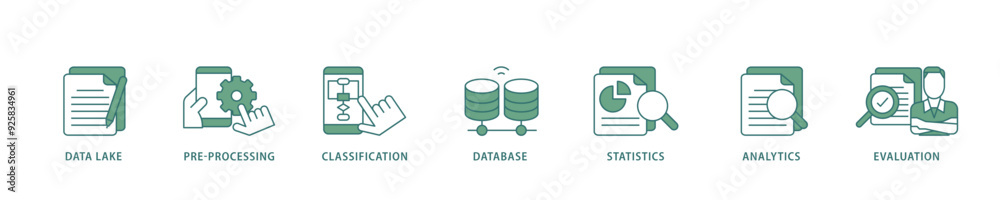Data engineering icon infographic illustration concept with icon of ...
