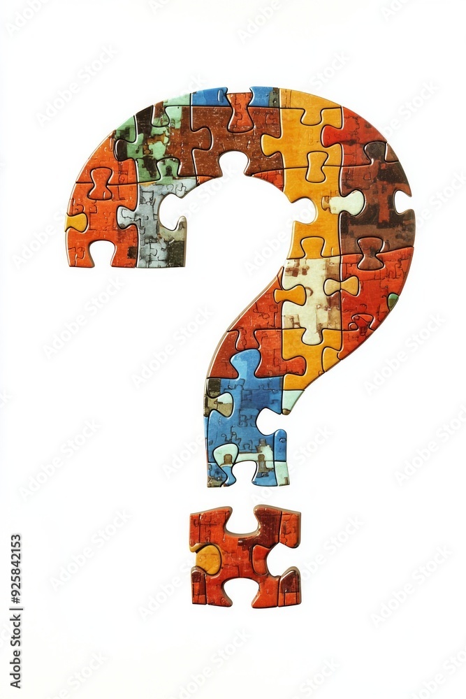 A question mark icon formed by puzzle pieces, with one piece missing ...