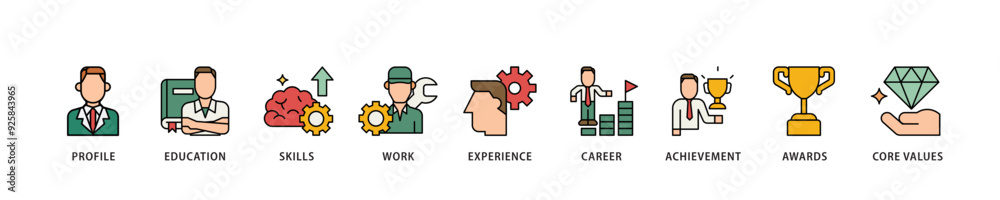 Resume icon infographic illustration concept with icon of profile ...