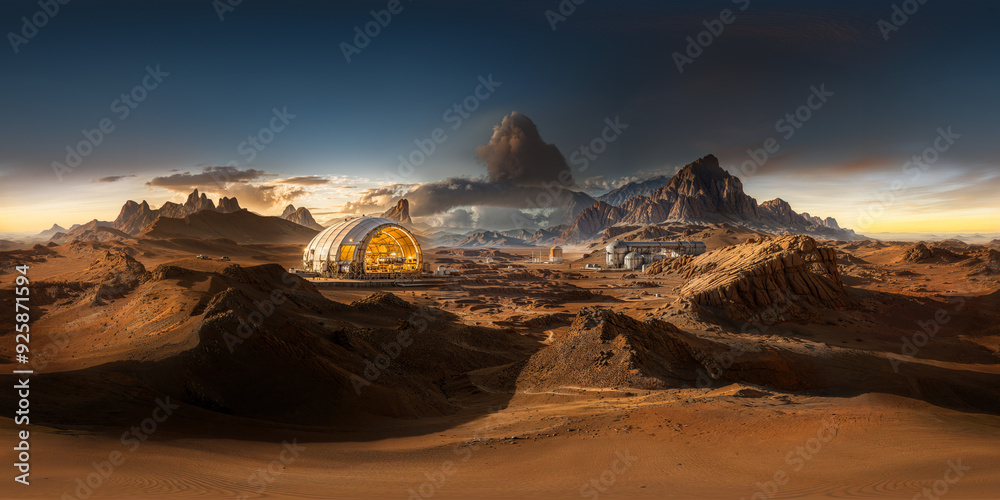 Colonizing Mars 8K VR, VR 360 degree Mars surface Base camp, background ...
