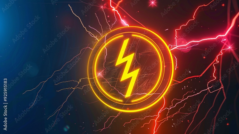 Electricity warning sign with thunderbolt and electricity symbol. Alert ...