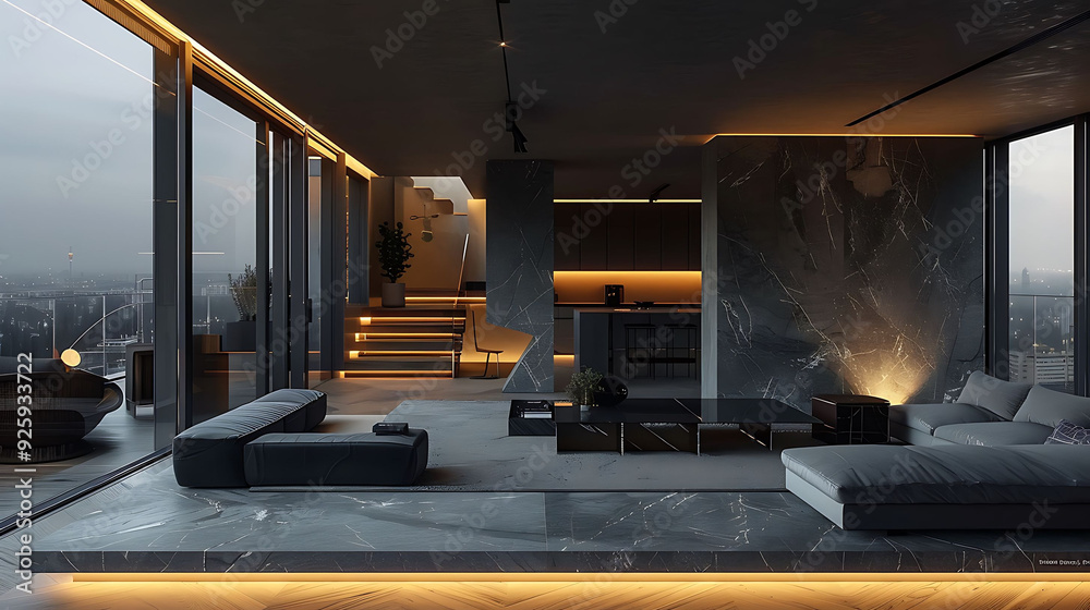 Luxury designer penthouse featuring an open-plan layout, blending ...