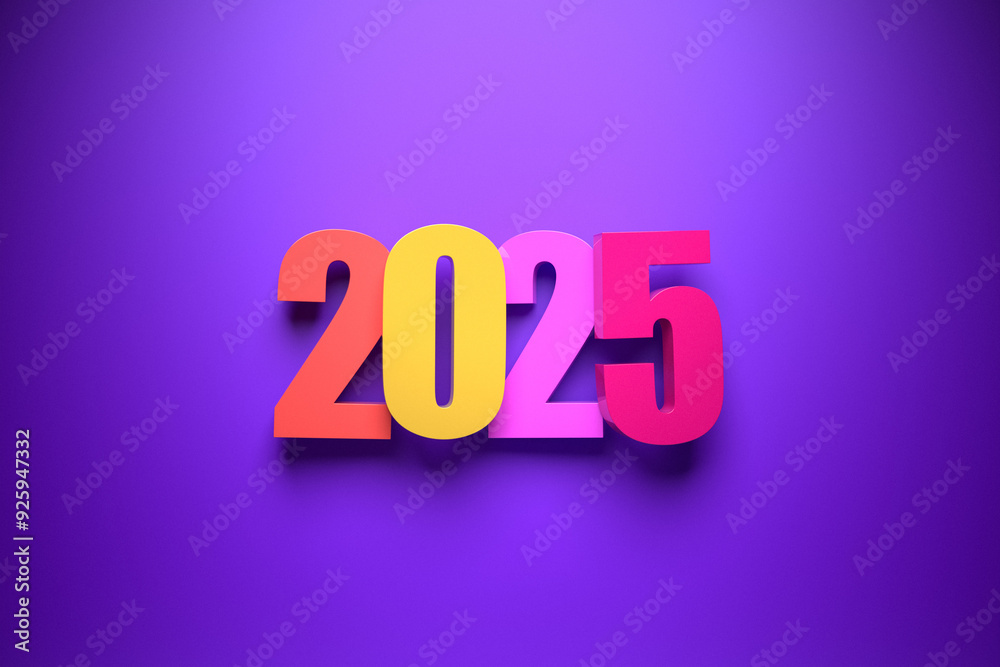 Calendar header number 2025 on purple background. Happy new year 2025 ...