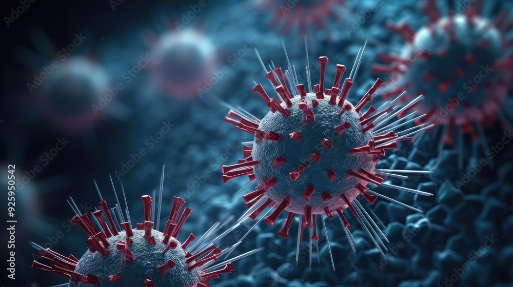 3D microscope illustration of the COVID-19 virus, showing detailed ...