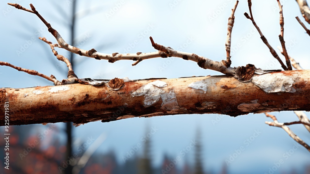 birch tree branch with dry eaves, png file of isolated cutout object on ...