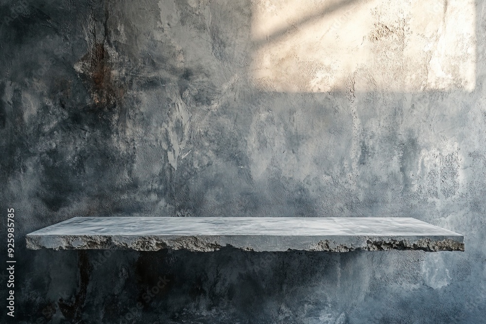 cement shelf and bare concrete wall backgrounds, for product display ...