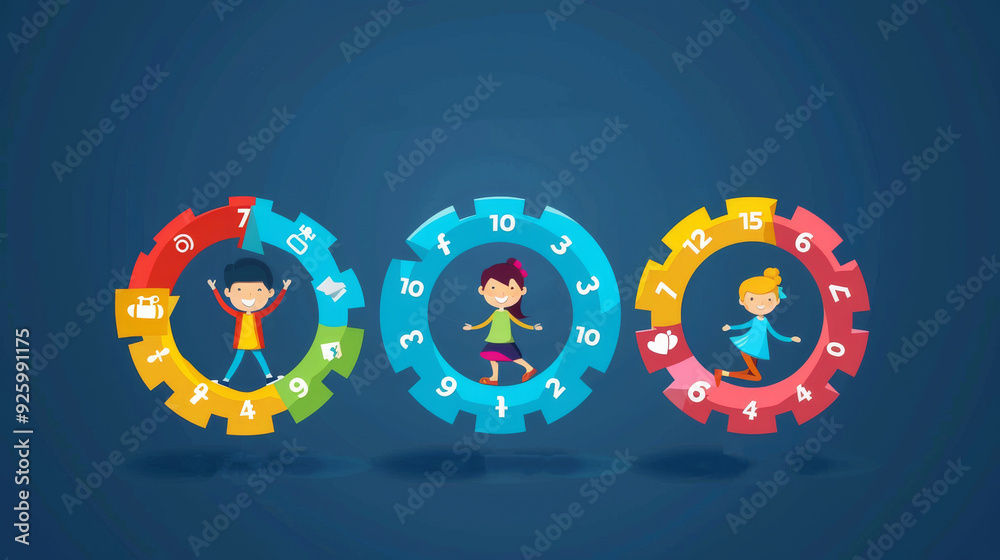 Engaging vector graphic of a continuous improvement cycle, with cartoon ...