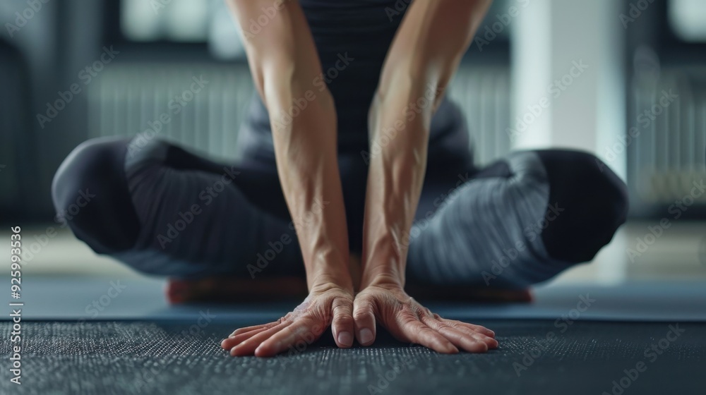 Stretching Routine: Completing a series of light stretches to relax ...