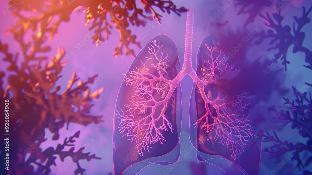 Abstract view of human lungs, concept of respiratory system and ...