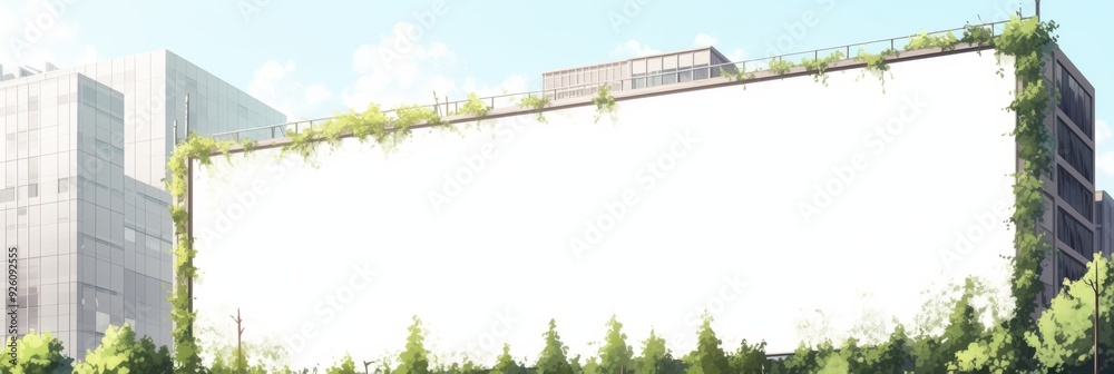 Modern anime-style Architecture with Horizontal Blank Billboards and ...