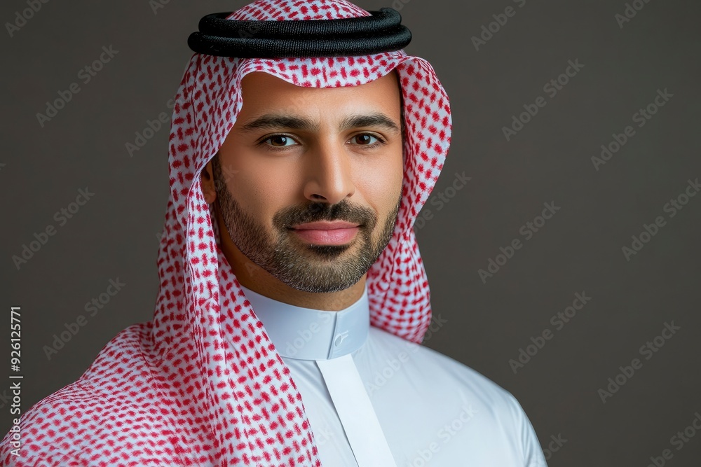 Handsome arab middle-eastern saudi arabian man with traditional saudi ...