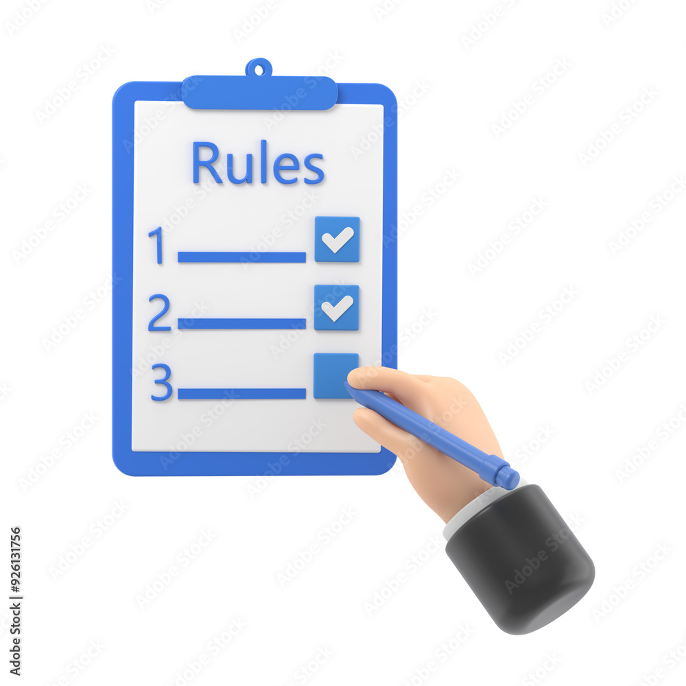 Rules concept. Businessman holding in hand clipboard with regulations ...