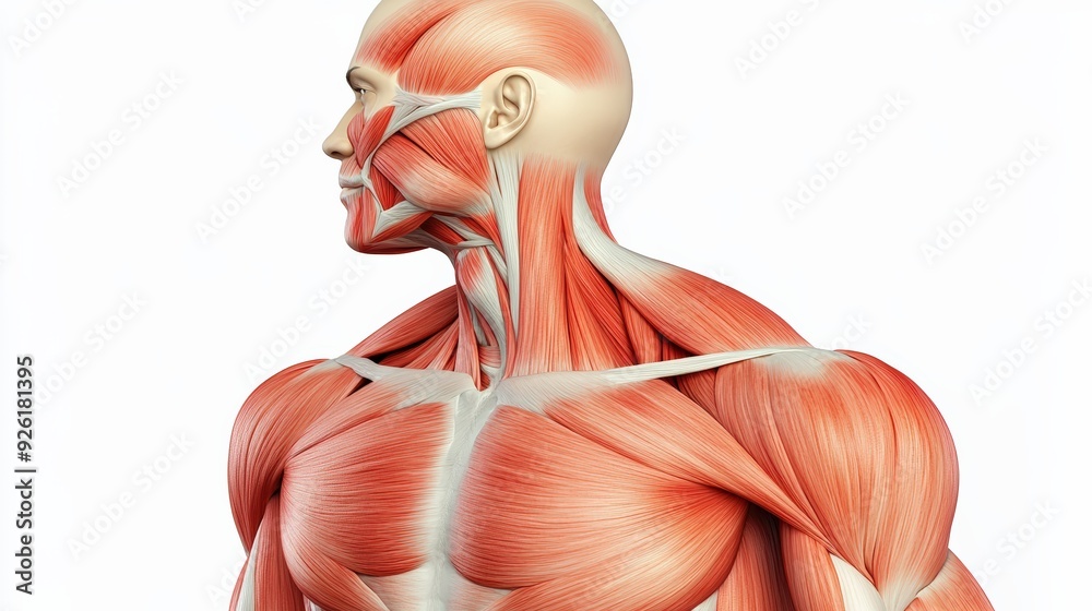 Anatomy Illustration Showing the Muscles of the Shoulder and Neck ...