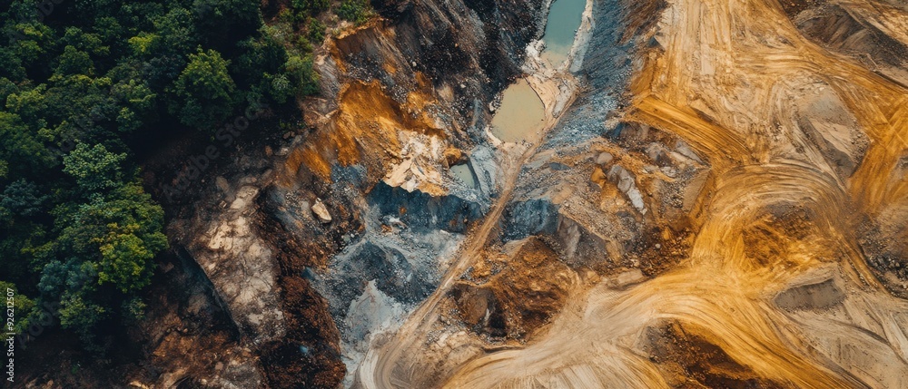 Gold mining's environmental footprint featuring eroded land toxic mine ...