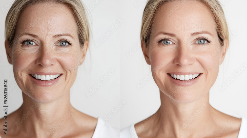 Professional before after eye wrinkle fine line skin rejuvenation ...