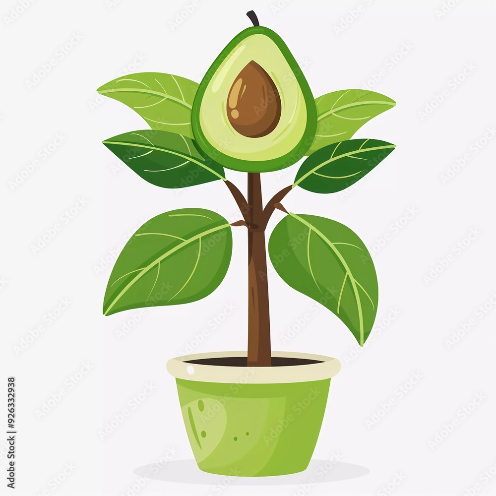 chibi style of avocado tree in white background Stock Illustration ...