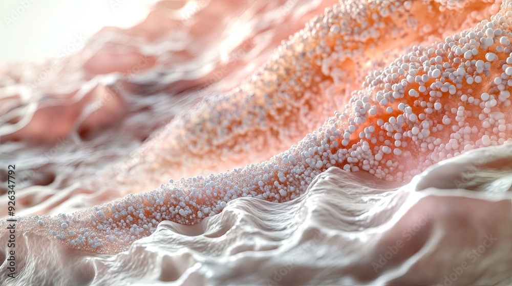 High-resolution microscopic view of skin cells, showcasing the layered ...