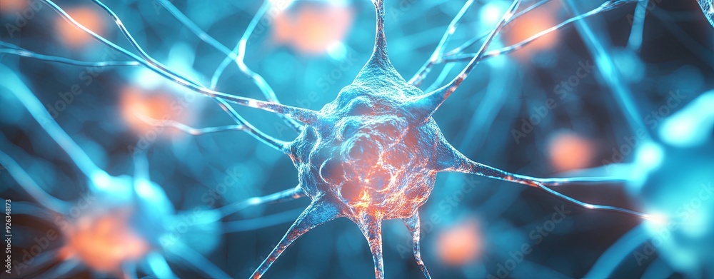 Image of nerve cells under a microscope with highly detailed neuron ...