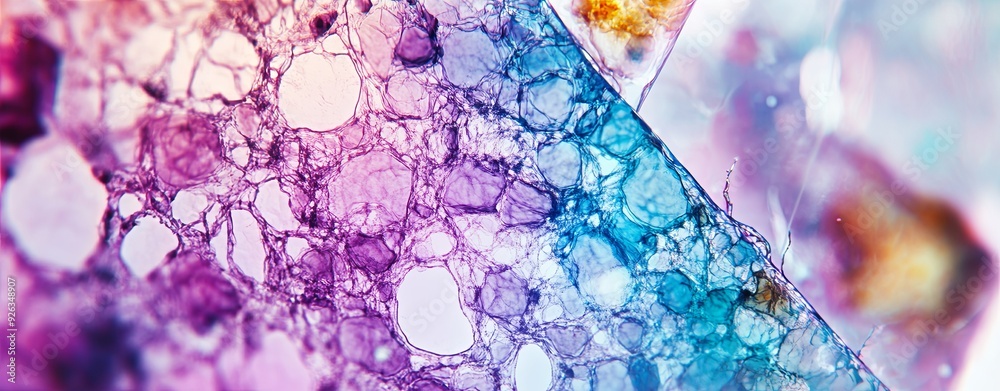 Detailed microscopic examination of tissue samples, focusing on healthy ...