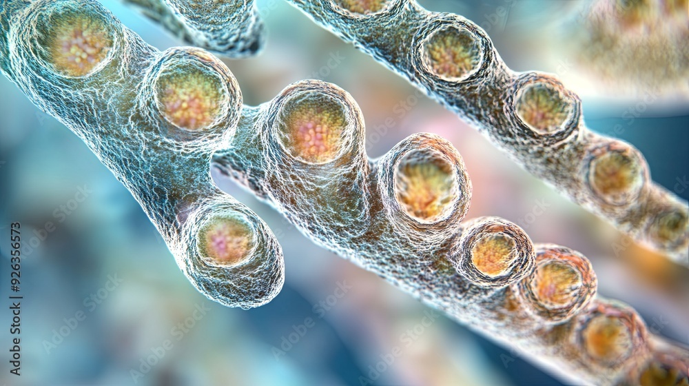 Detailed view of hair follicle cells under a microscope, highlighting ...