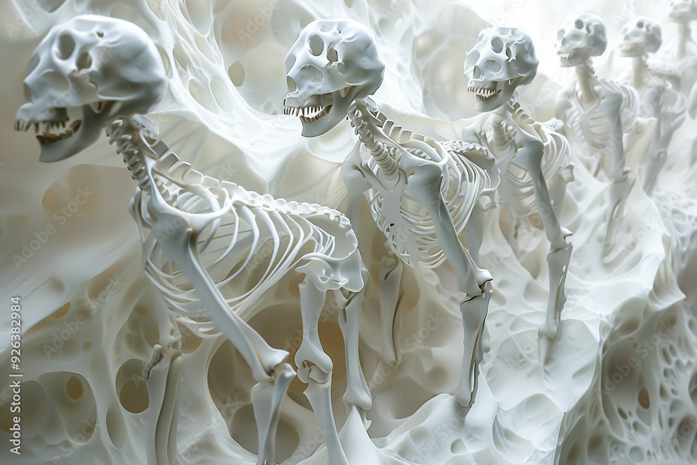 Sculpture of animal bones walking, imagined in a creative and realistic ...