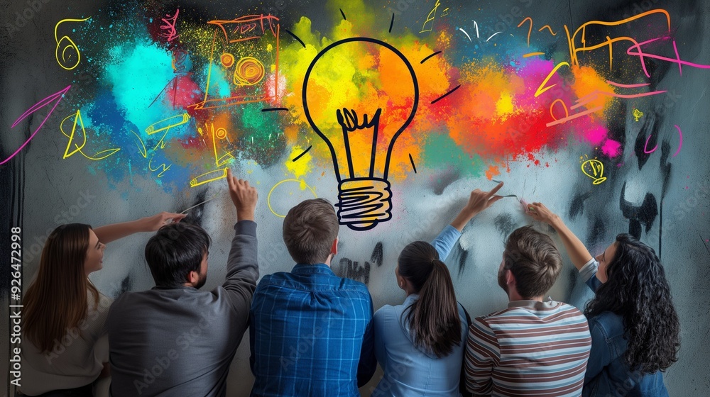 group of innovators brainstorming ideas for a disruptive technology ...