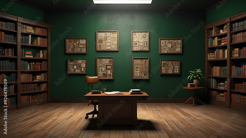 zoom virtual background of office room with bookcase professional ...