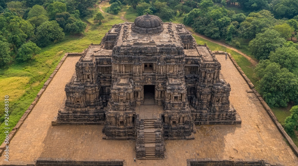 Bird's-eye view of the ancient Sun Temple in Konark, Odisha, with its ...