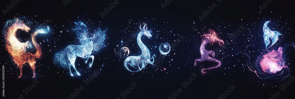 Cosmic Chinese Zodiac: Abstract AI-Generated Art Featuring Mystical 12 ...