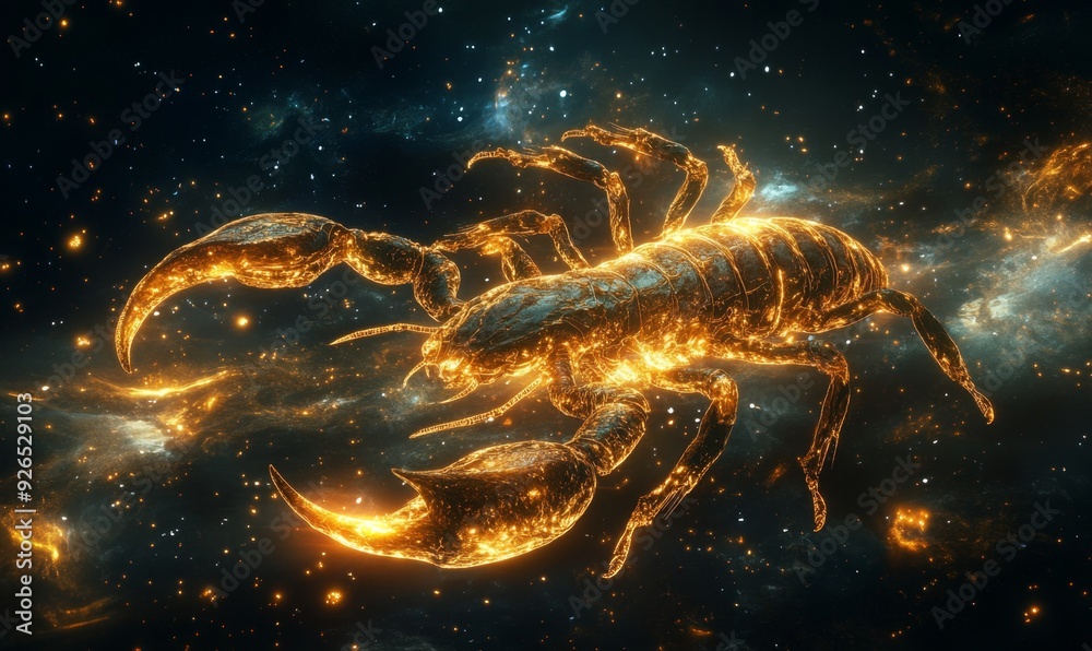 Mystical Scorpio: Enchanting Cosmic Scorpion Radiating Magical Light in ...