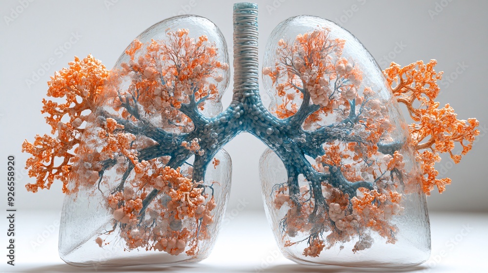 3D Human Lungs Anatomy: A realistic 3D model of the lungs, showing ...