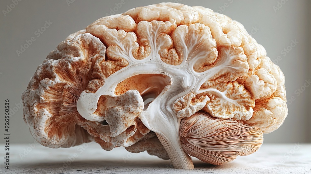 3D Human Brain Anatomy: A high-quality 3D model of the brain, showing ...