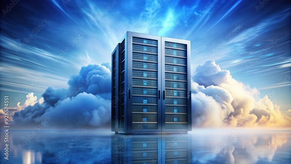 Internet cloud server concept with mixed media, render, and sky ...
