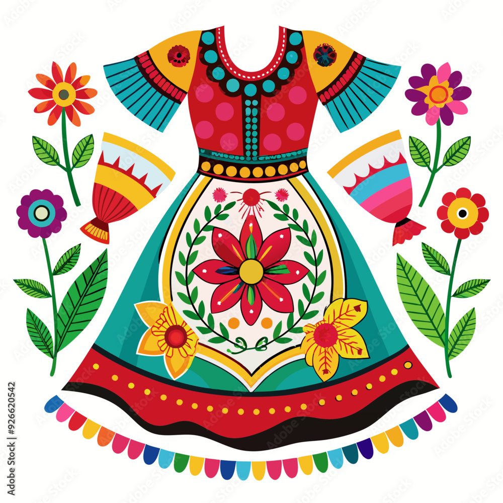 Mexican traditional clothing vector clip art silhouette illustration in ...