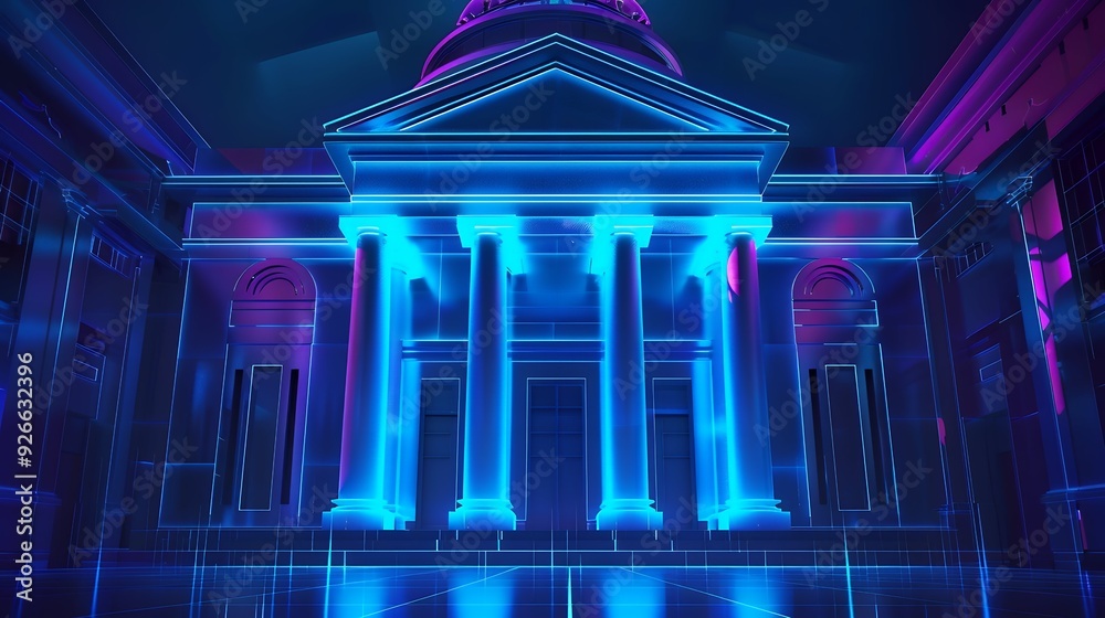 Bank building. Mobile banking concept. 3D realistic business object ...