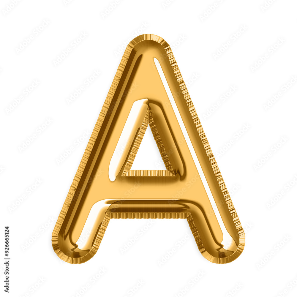 English Letter A in gold foil balloon isolated on transparent ...