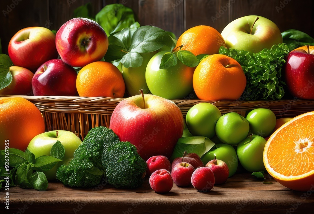 vibrant food safety symbols displayed fresh fruits vegetables ...
