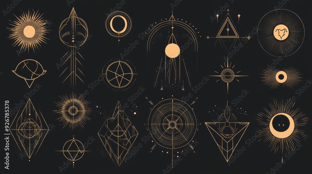 Geometric abstract design elements for decoration, including Bohemian ...