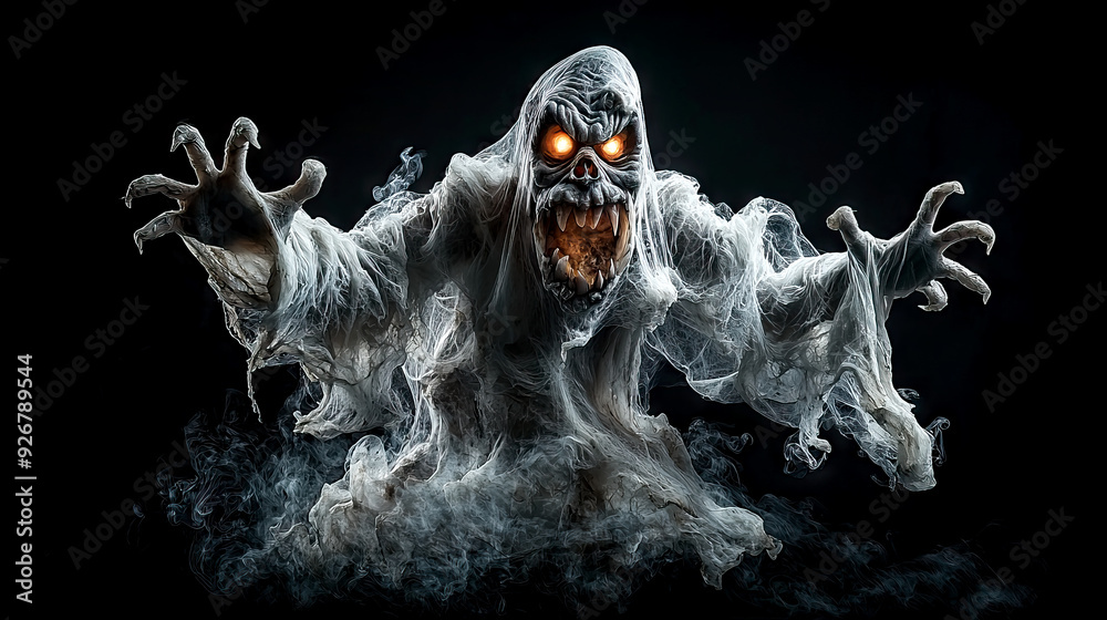 Floating supernatural terrifying creepy horror, spooky ghost with ...