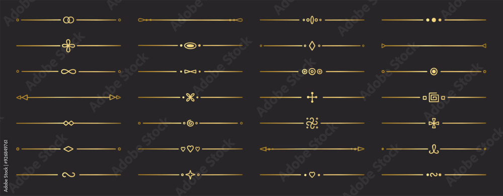 Gold text dividers doodle set. Wedding decorative elements. Divider ...