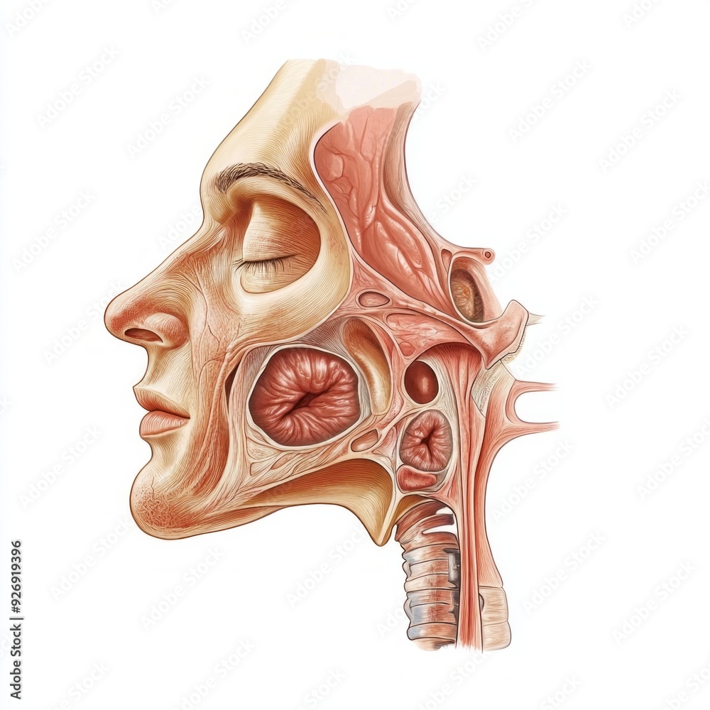 Human Nasal Cavity Anatomy: Turbinates Explained Stock Illustration ...