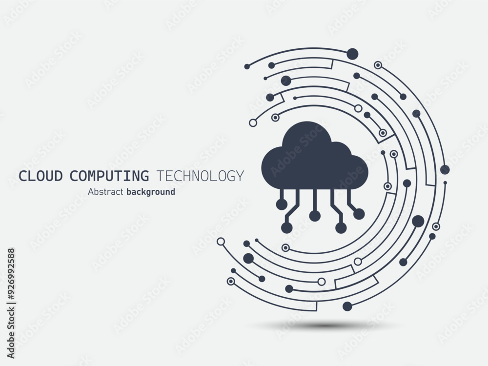 Стоковое векторное изображение «Cloud circuit on a crescent-shaped ...