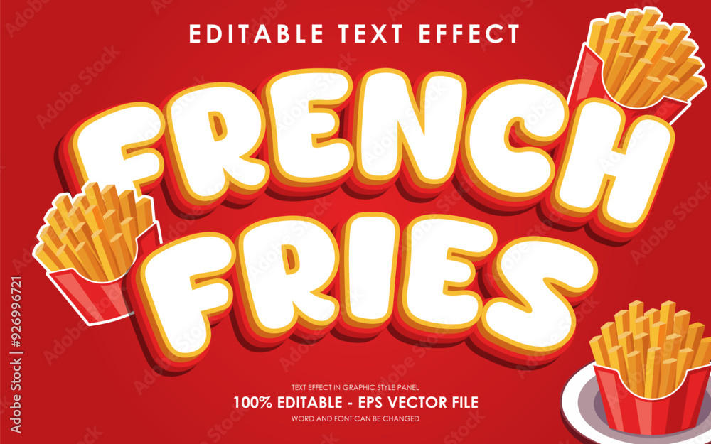 Editable French Fries Text Effect With Illustration of French Fries ...