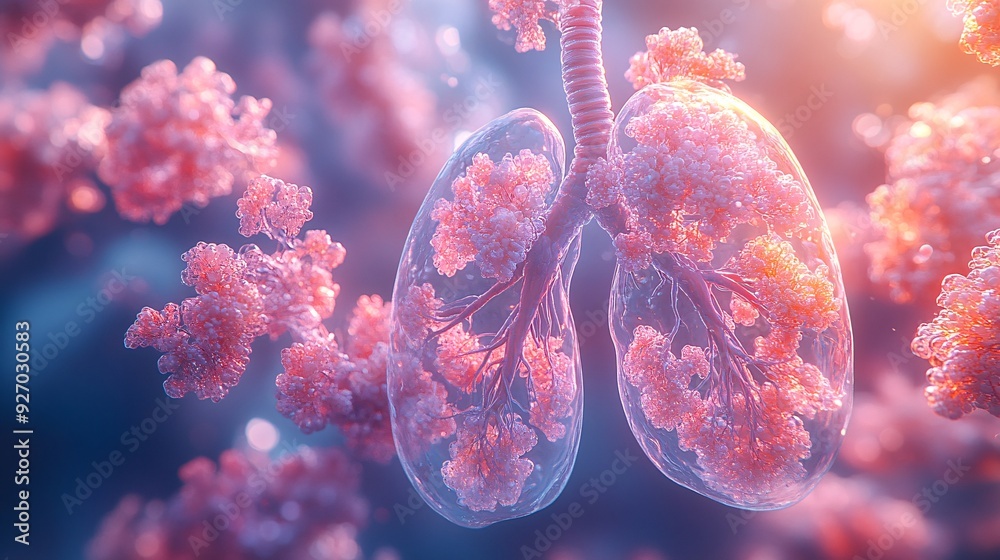 3D Lungs with Bronchodilation: A detailed rendering showing the effect ...