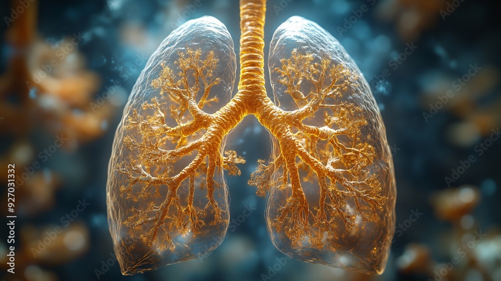 3D Human Lungs with Bronchial Tubes: A detailed image showing the ...